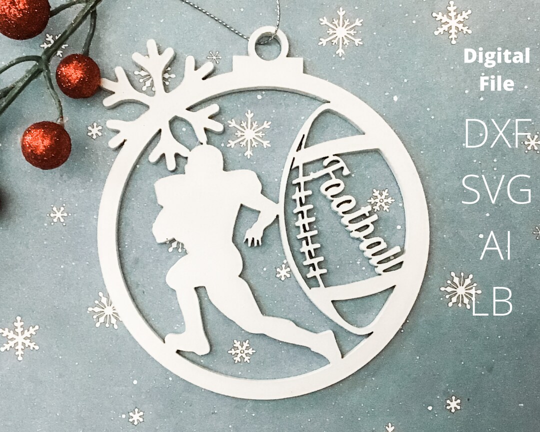 Football Ornament Laser Cut File, Football Player Gift Svg, Sports ...