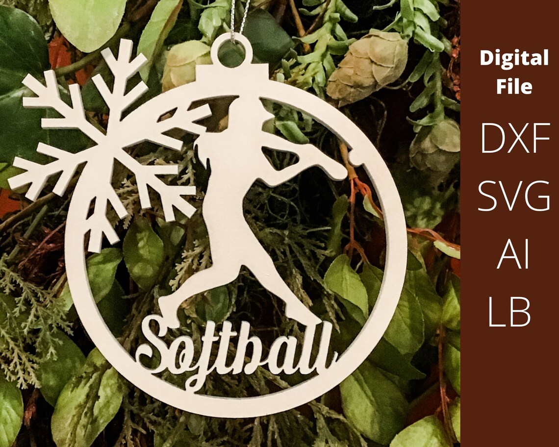Softball Ornaments Laser Cut File, Softball Player, Girl and Boy ...
