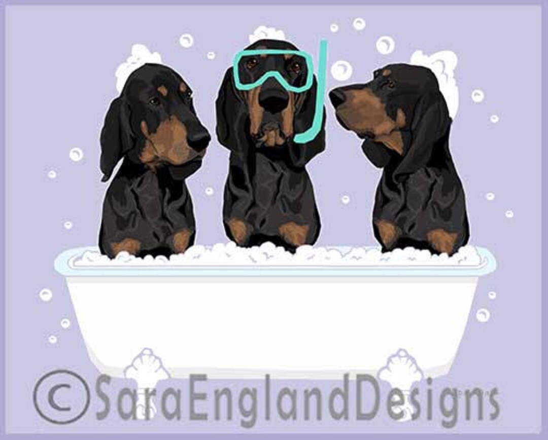 Spa Day Black & Tan Coonhound - Etsy