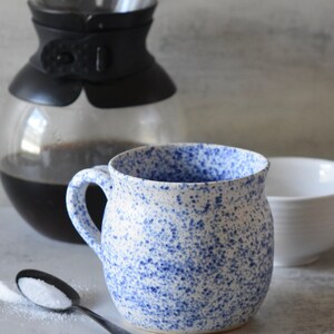 Farmhouse Pottery Blue White Matte Mug, Rustic Wheel Thrown Ceramic Cup ...