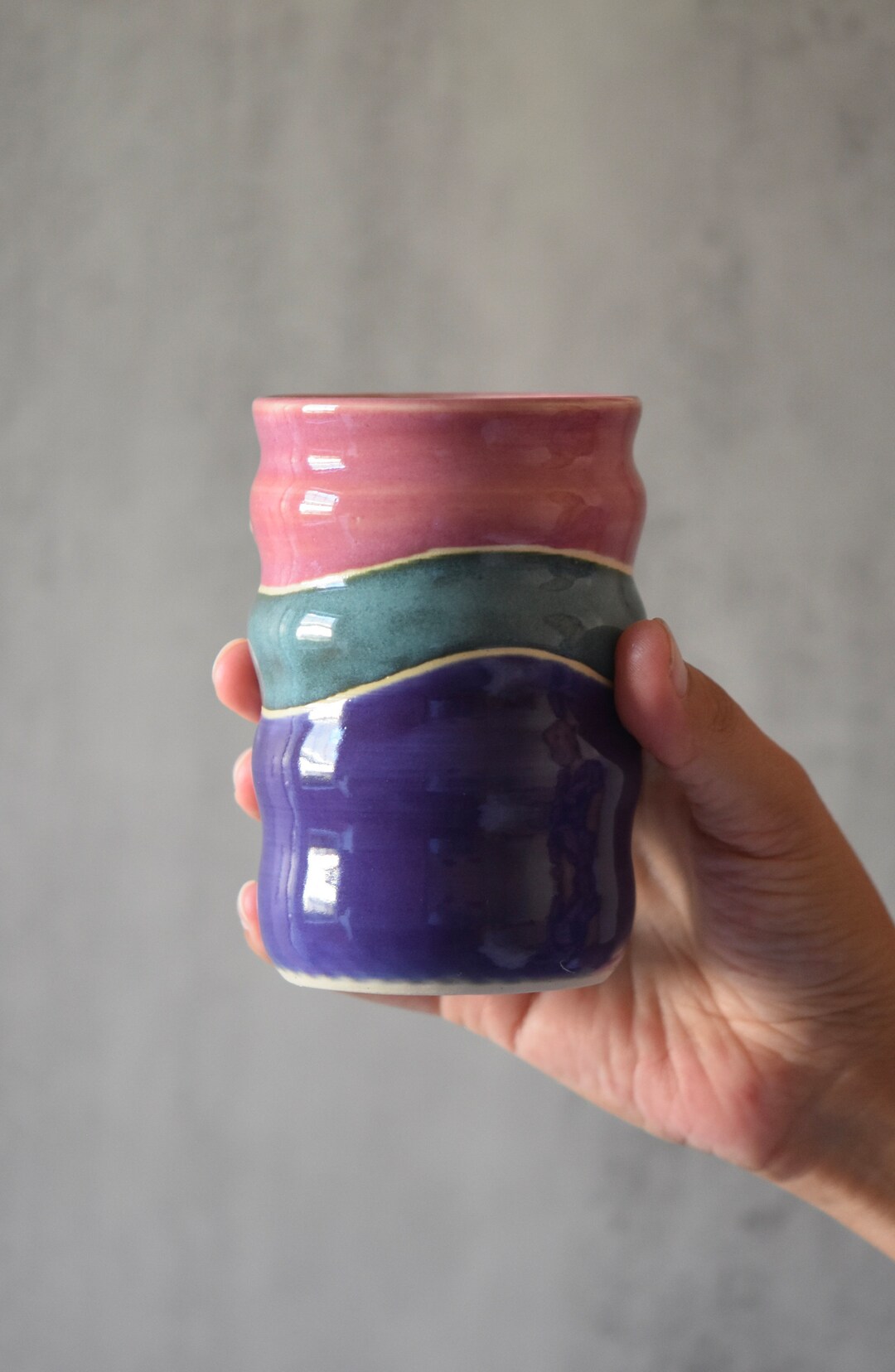 Colorful Ceramic Kids Cup, Bubble Grip Milk Juice Cup Handmade Pottery ...