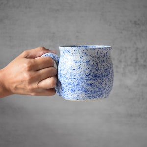 Farmhouse Pottery Blue White Matte Mug, Rustic Wheel Thrown Ceramic Cup ...