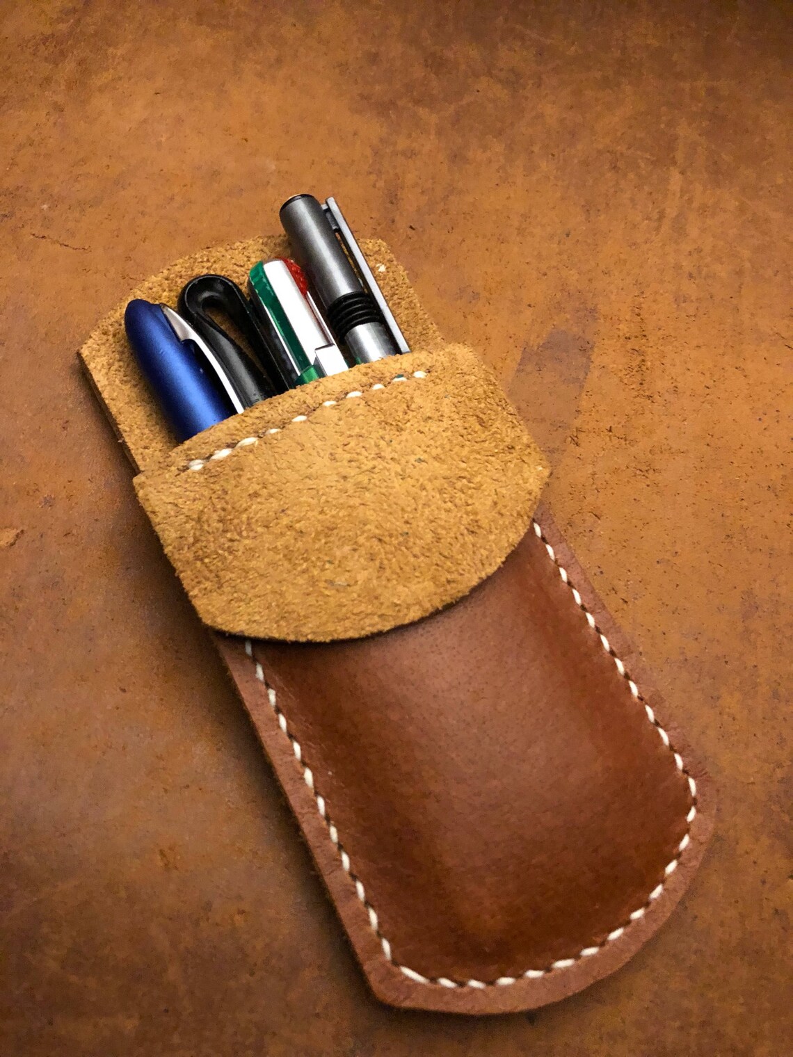 Leather Pocket Protector / Pencil Pouch / Pen Pocket / Pen - Etsy