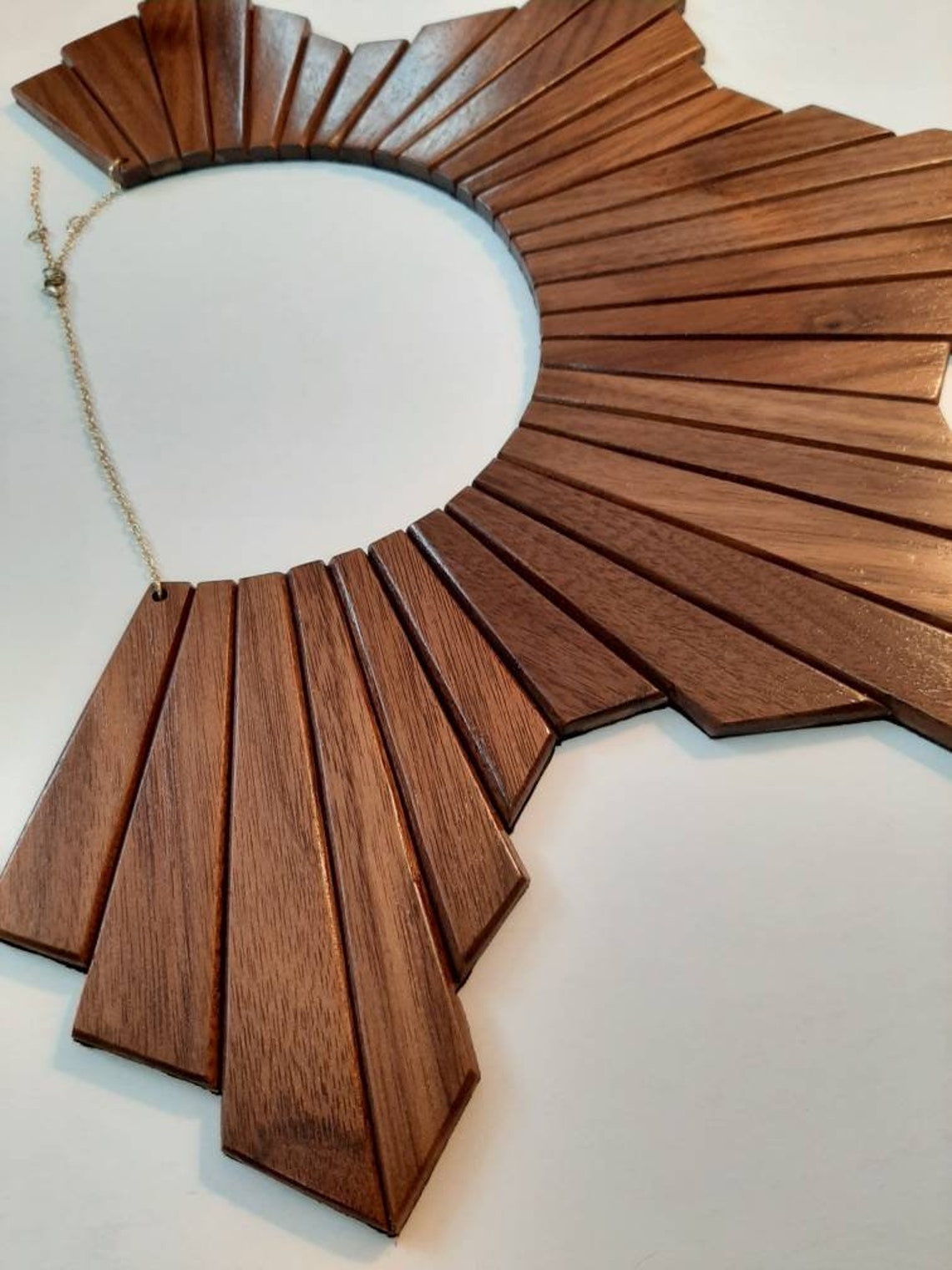 Large Walnut Wooden Collar, Shoulder/ Neck Piece With Leather Back - Etsy