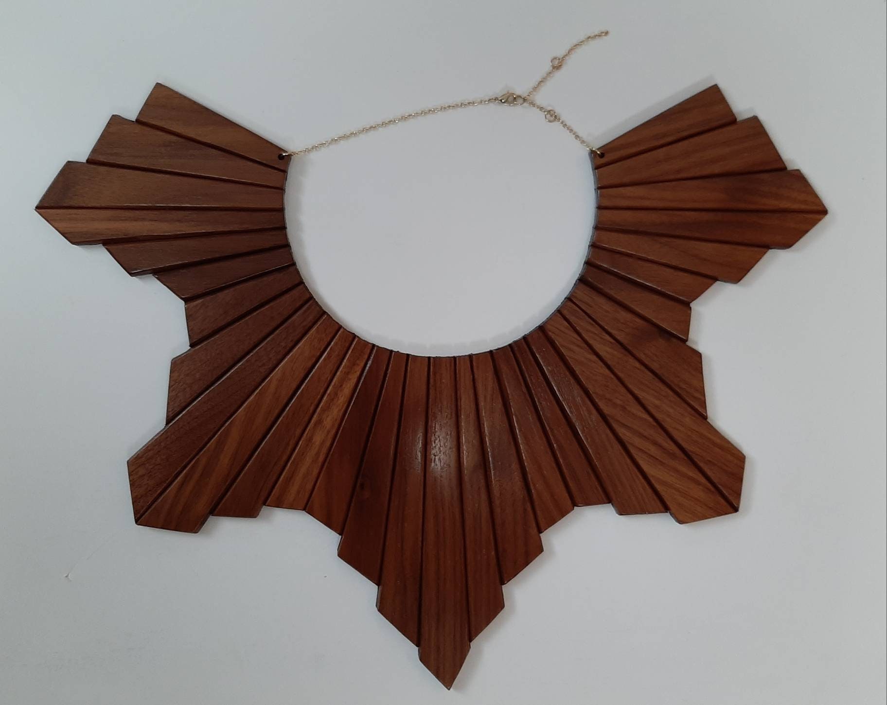 Large Walnut Wooden Collar, Shoulder/ Neck Piece With Leather Back - Etsy