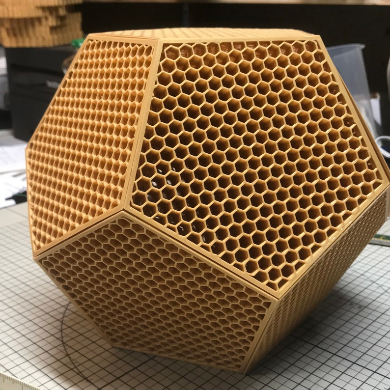 HONEYCOMB - DODECAHEDRON Panel With Biomimicry Scaled Hexagons STL ...