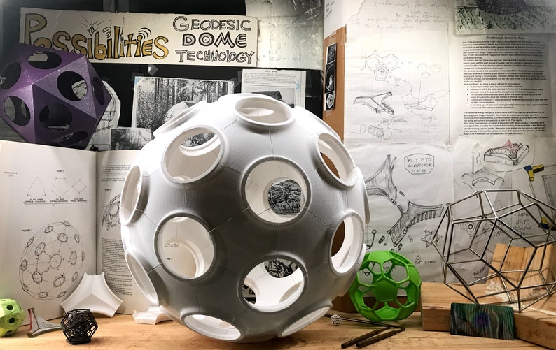 Fly's Eye Geodesic Dome Model (3D Printed Model Kit ) " Midnight Purple ...