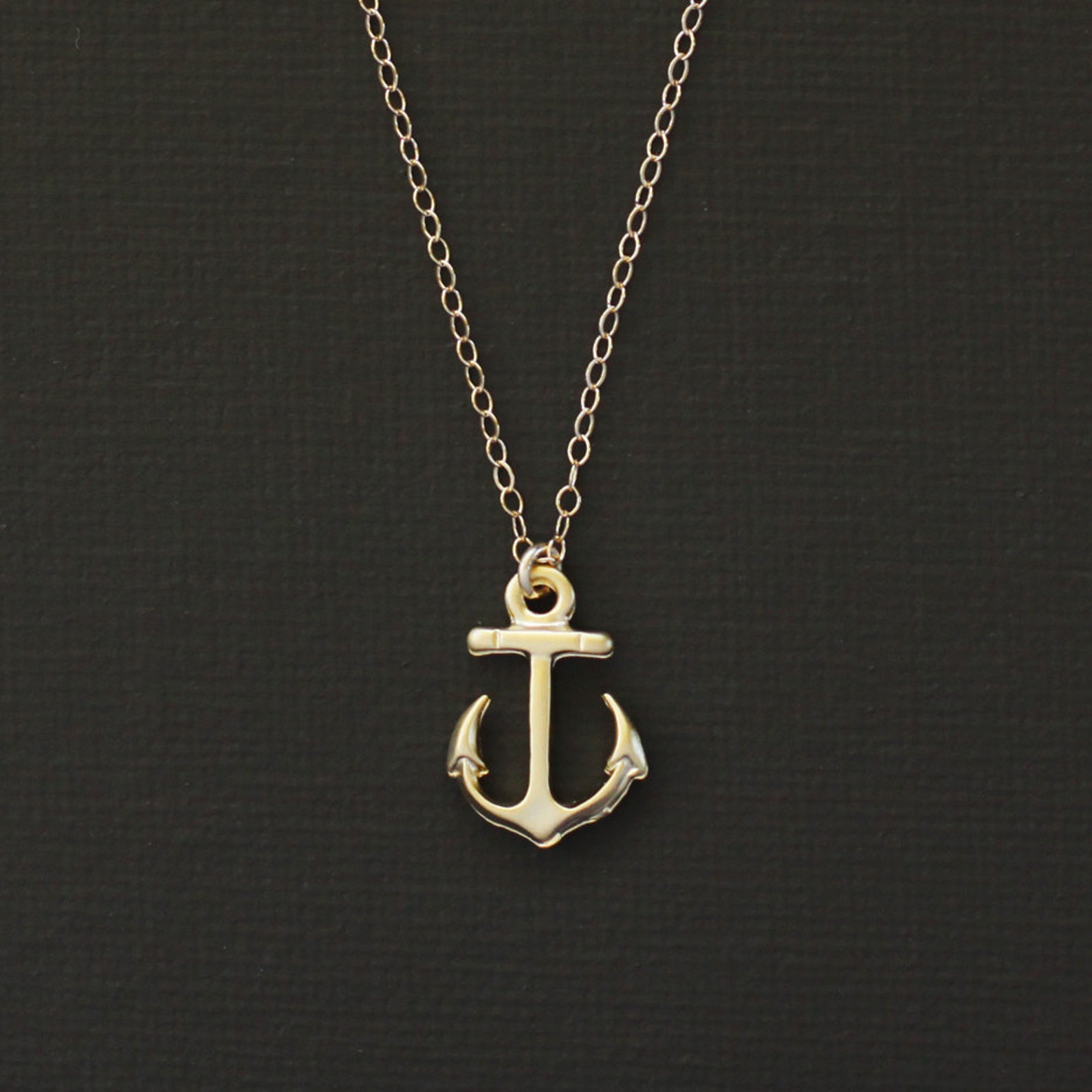 Tiny Gold Anchor Necklace 14K Gold Filled Chain | Etsy