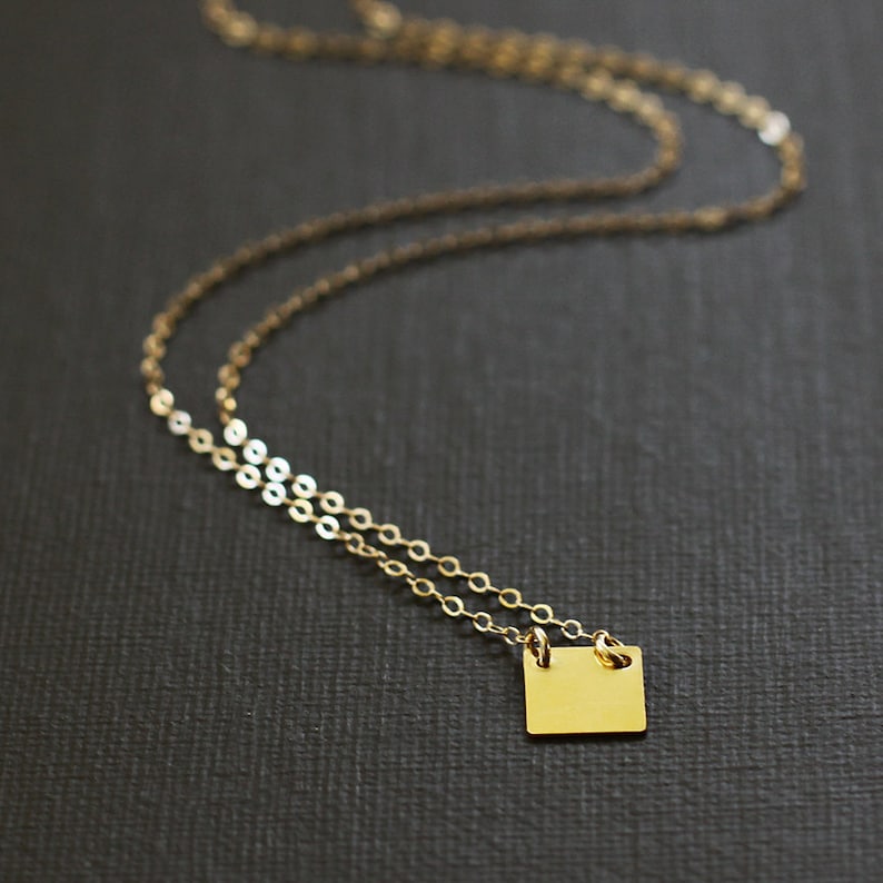Small Gold Square Necklace 14K Gold Filled Chain - Etsy