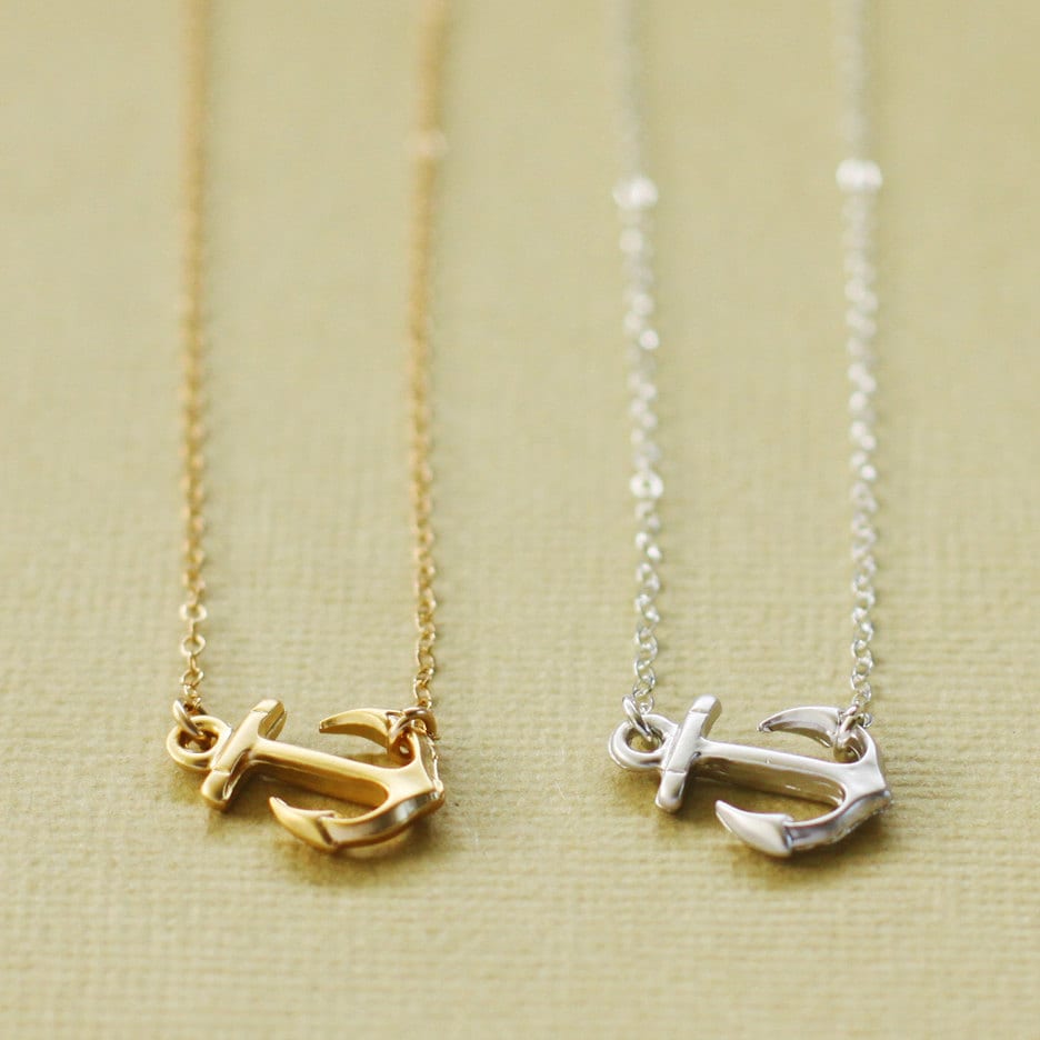 Gold Anchor Necklace - 14K Gold Filled Chain - Etsy