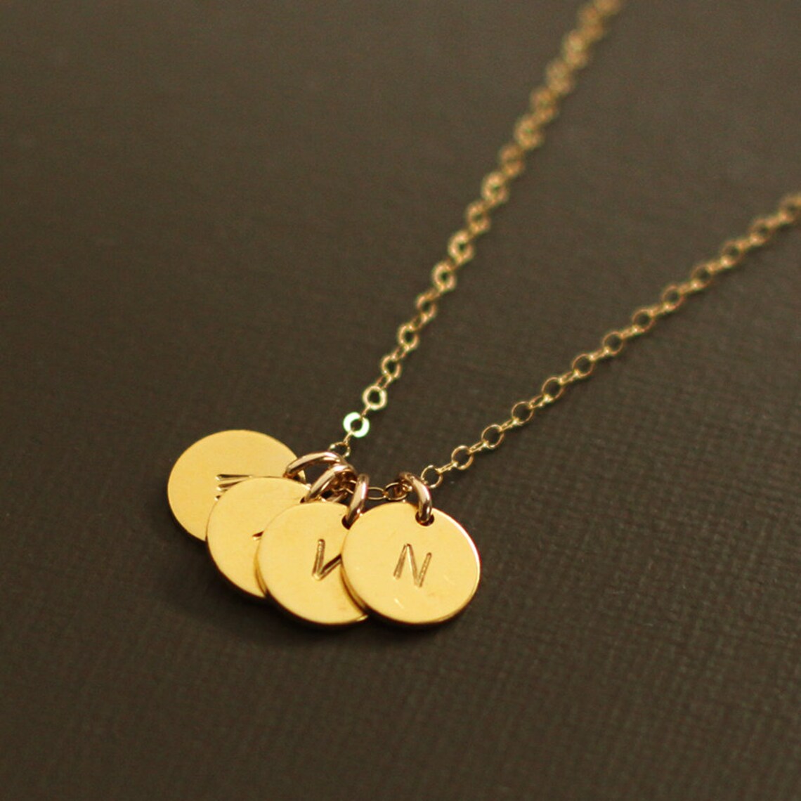 Gold Initials Necklace 4 Initials Gold Personalized - Etsy