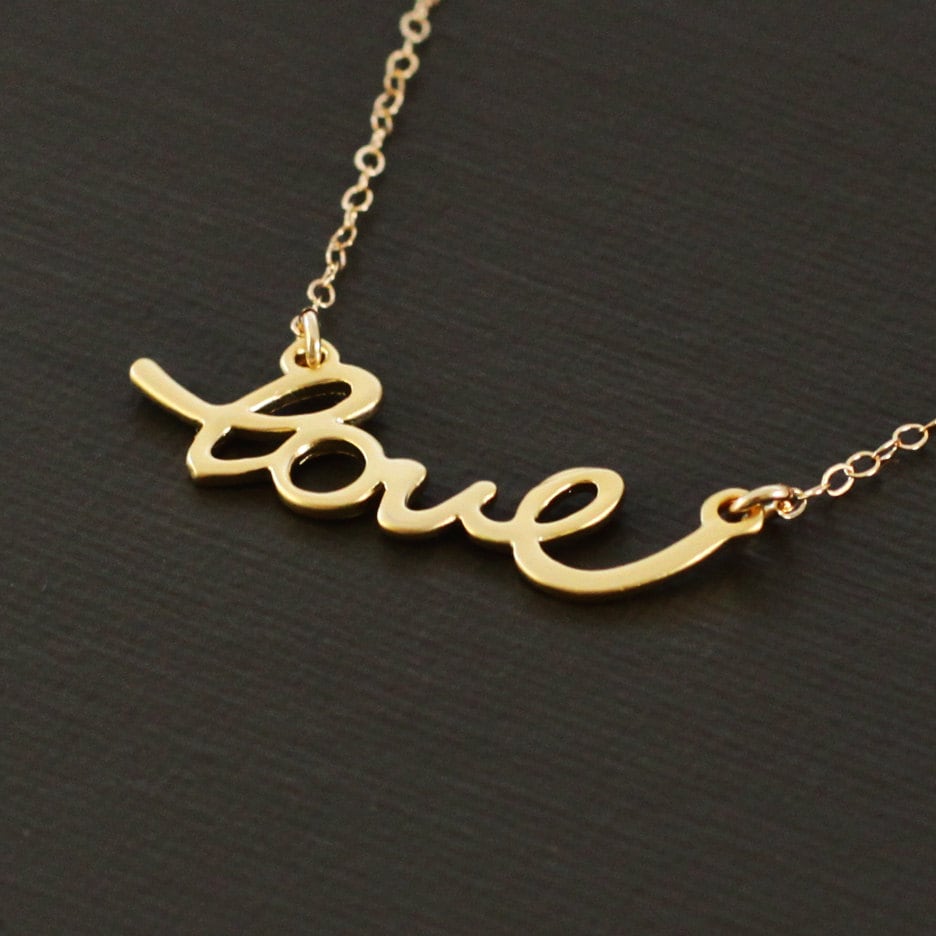 Gold Love Necklace - Etsy