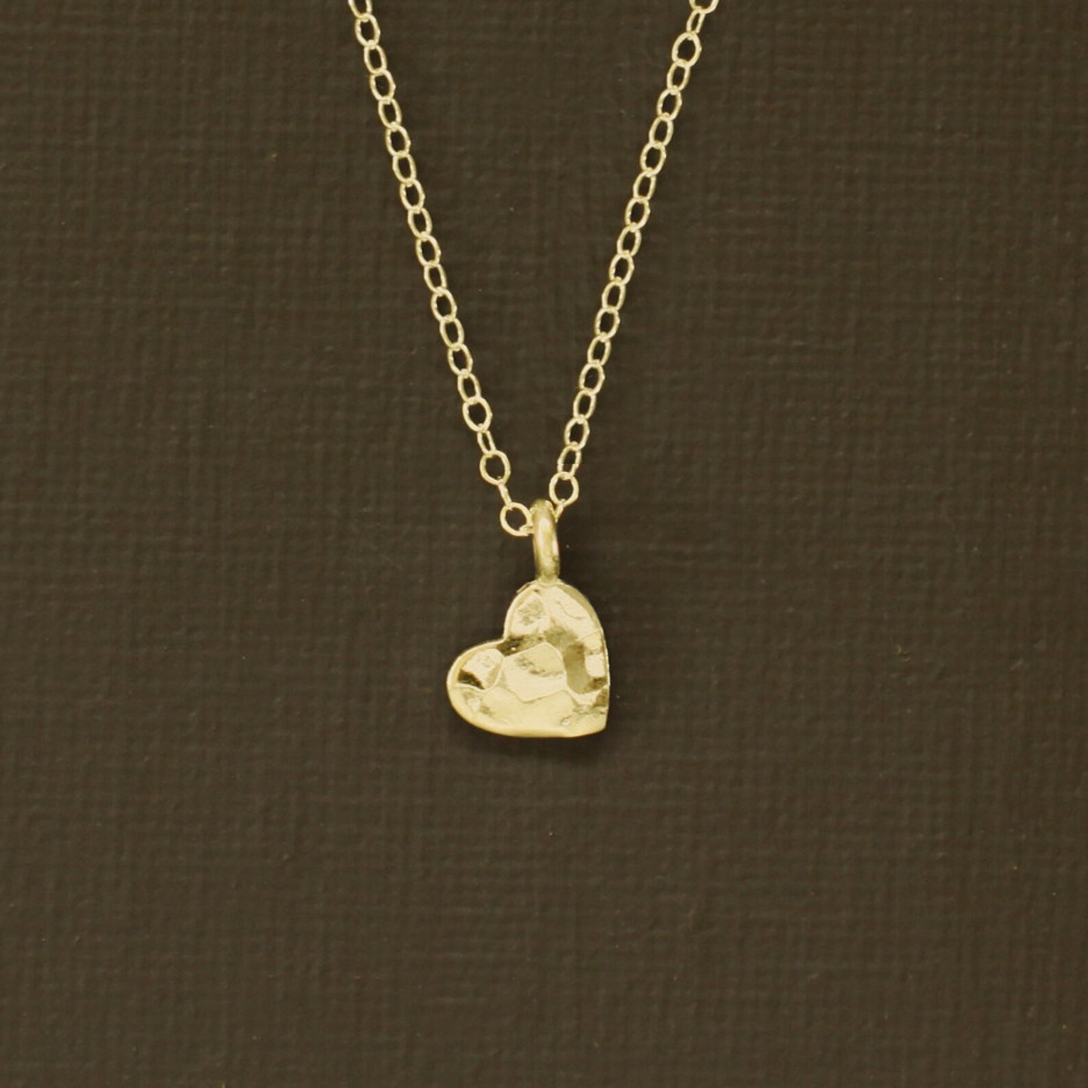 Small Gold Heart Necklace Hand Hammered - Etsy