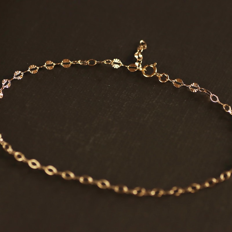 14k Gold Anklet - Etsy