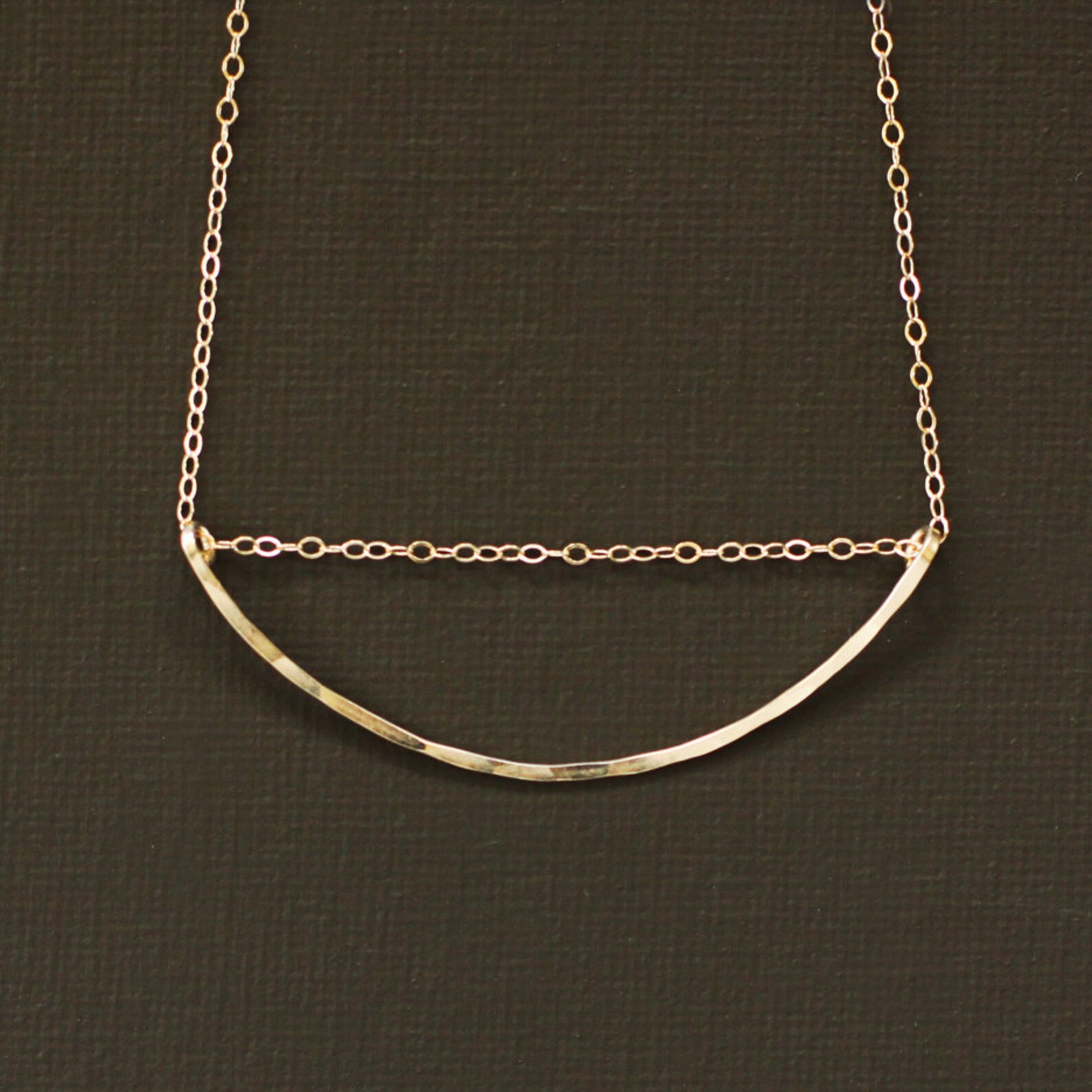 Gold Curved Bar Necklace 14K Gold Filled Hand Hammered Bar | Etsy