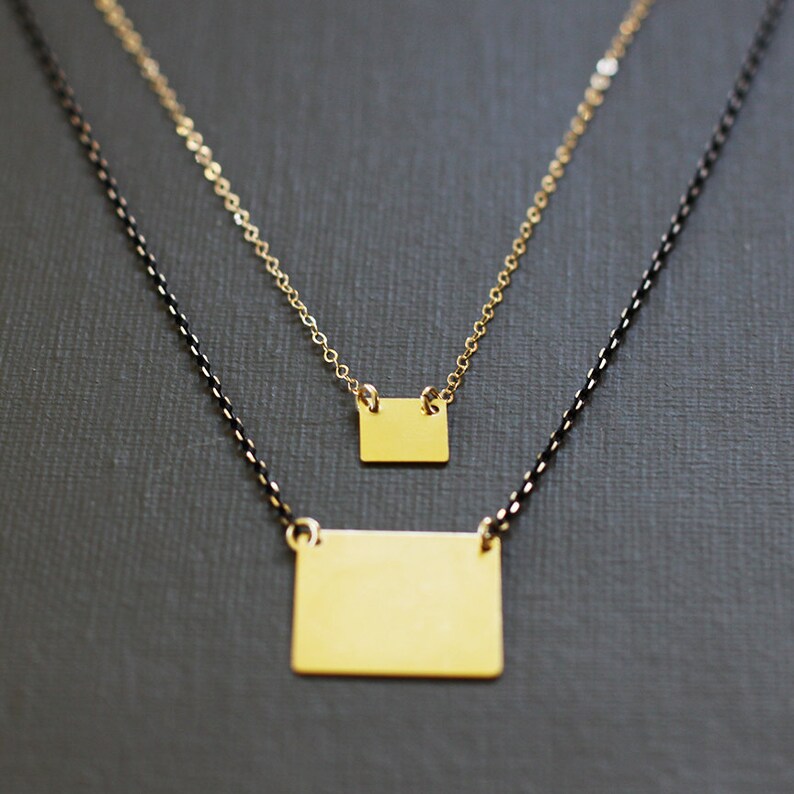 Small Gold Square Necklace 14K Gold Filled Chain - Etsy