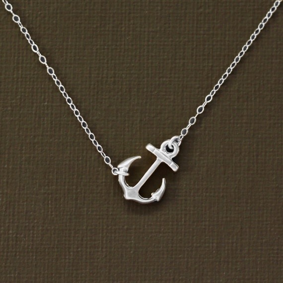 Silver Anchor Necklace Sterling Silver Chain - Etsy