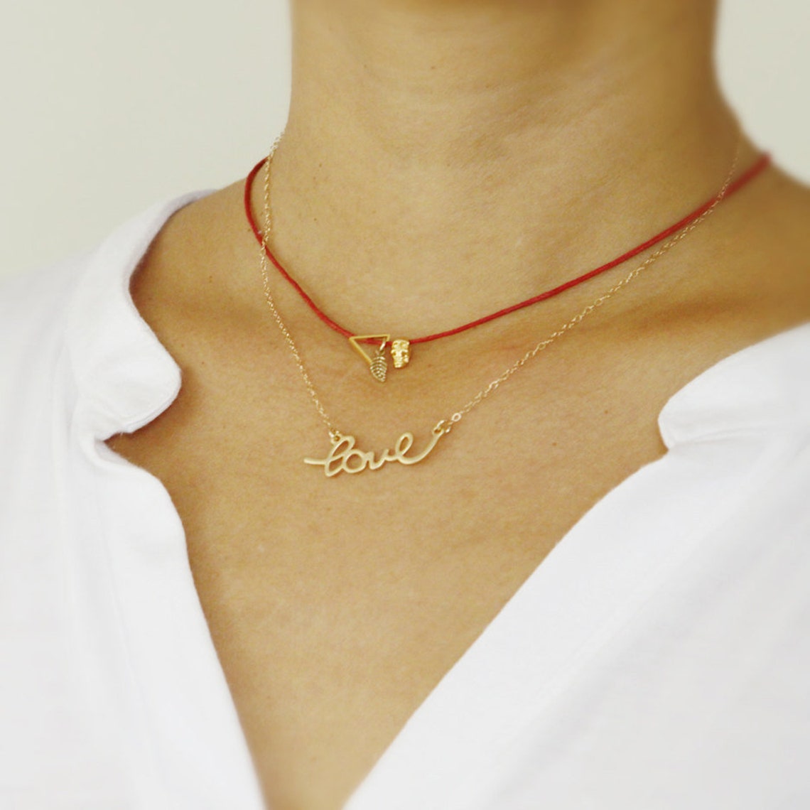 Gold Love Necklace - Etsy