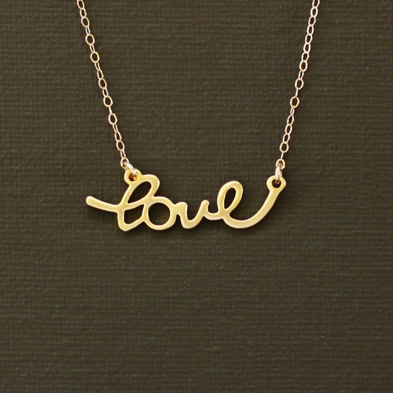 Gold Love Necklace - Etsy
