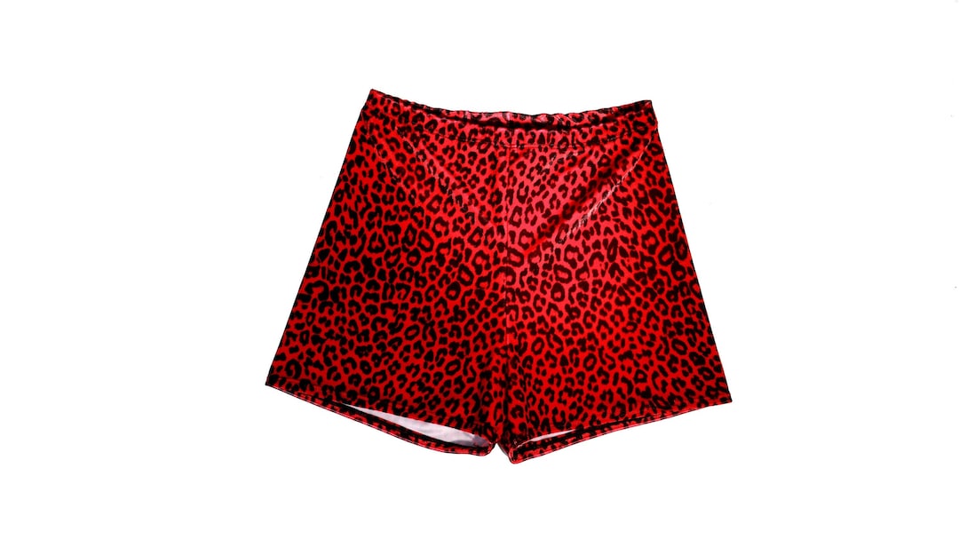 Red Leopard Print // Velvet Animal Print // High Waisted Booty Shorts ...