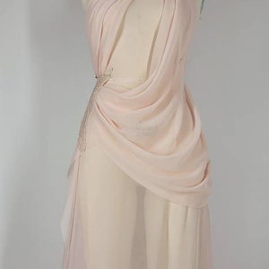 PRE-ORDER Handmade Draped Blush Pink Chiffon Sheer Mesh High Slit ...