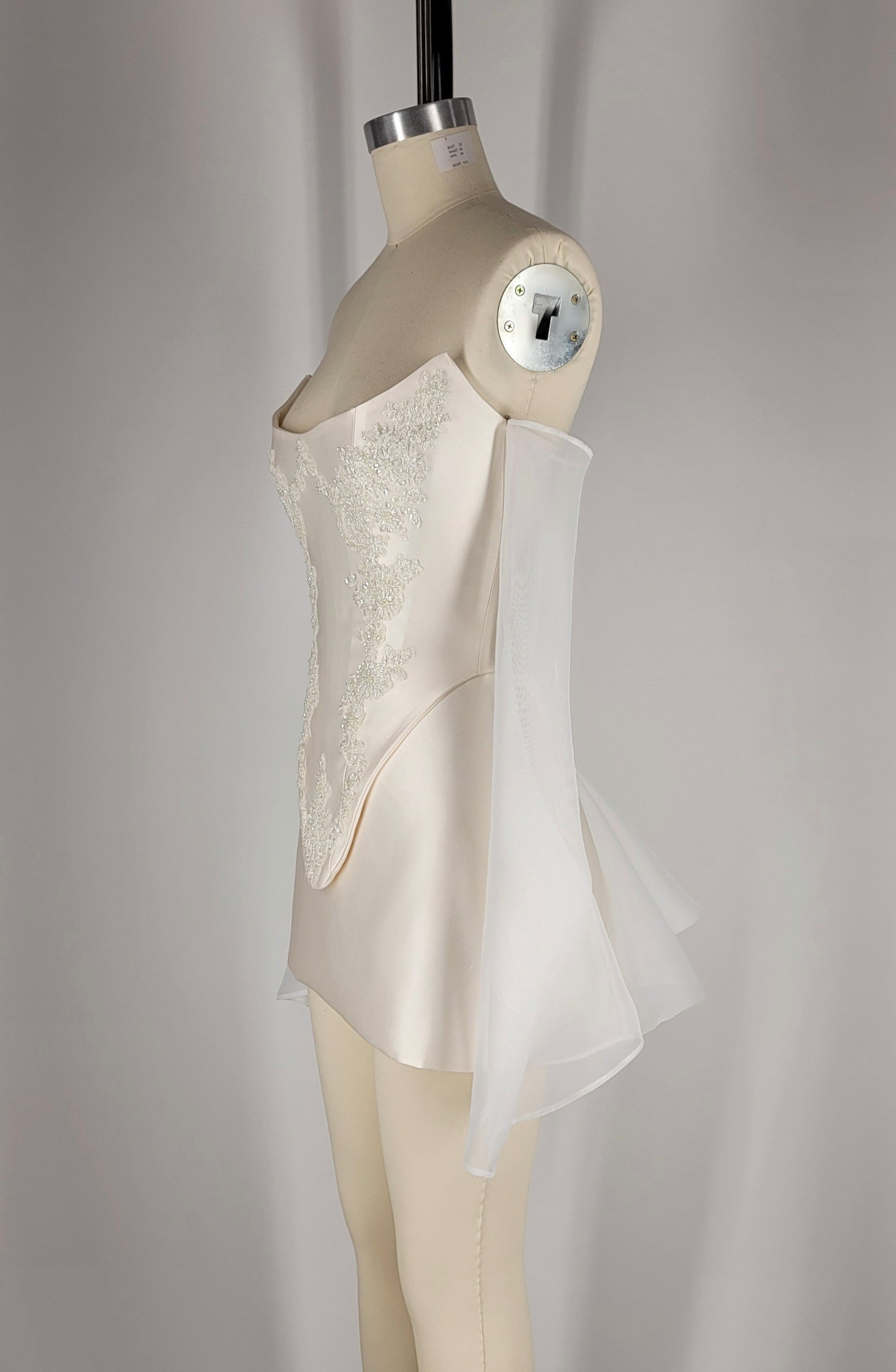 MAX | Pre-order Custom Bridal Cream Pearl Satin Corset Mini Low V Back ...