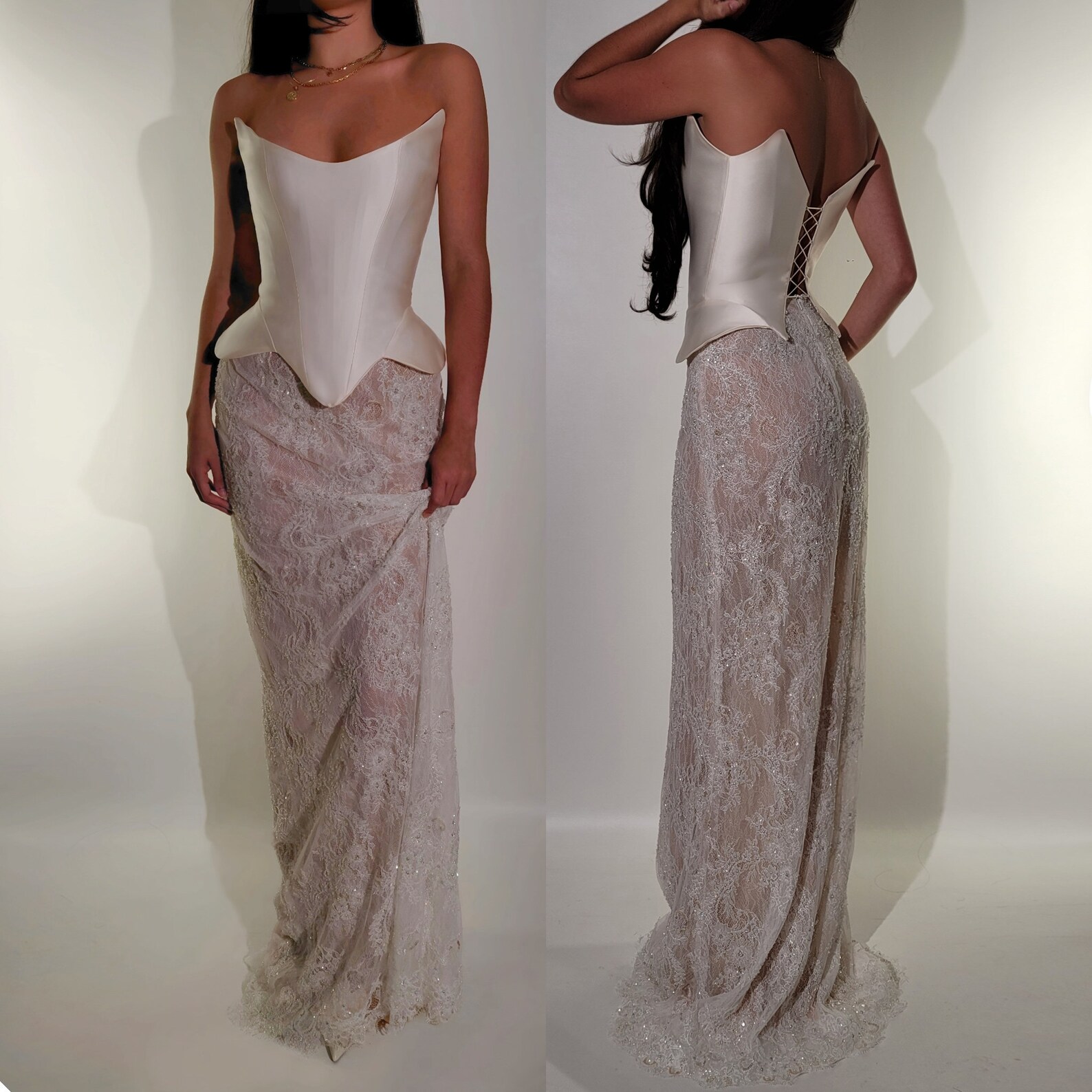 ALICE | Pre-order Custom Duchess Silk Basque Waist Corset Beaded ...