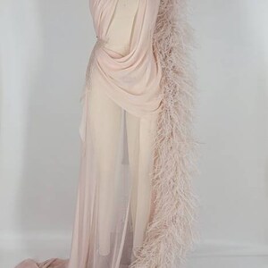PRE-ORDER Handmade Draped Blush Pink Chiffon Sheer Mesh High Slit ...