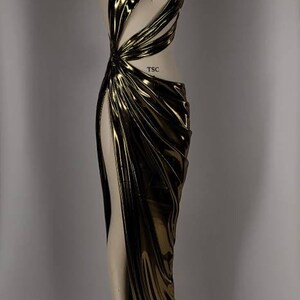 MEL | Pre-order Custom Liquid Gold Metal Draped Metallic Asymmetrical ...