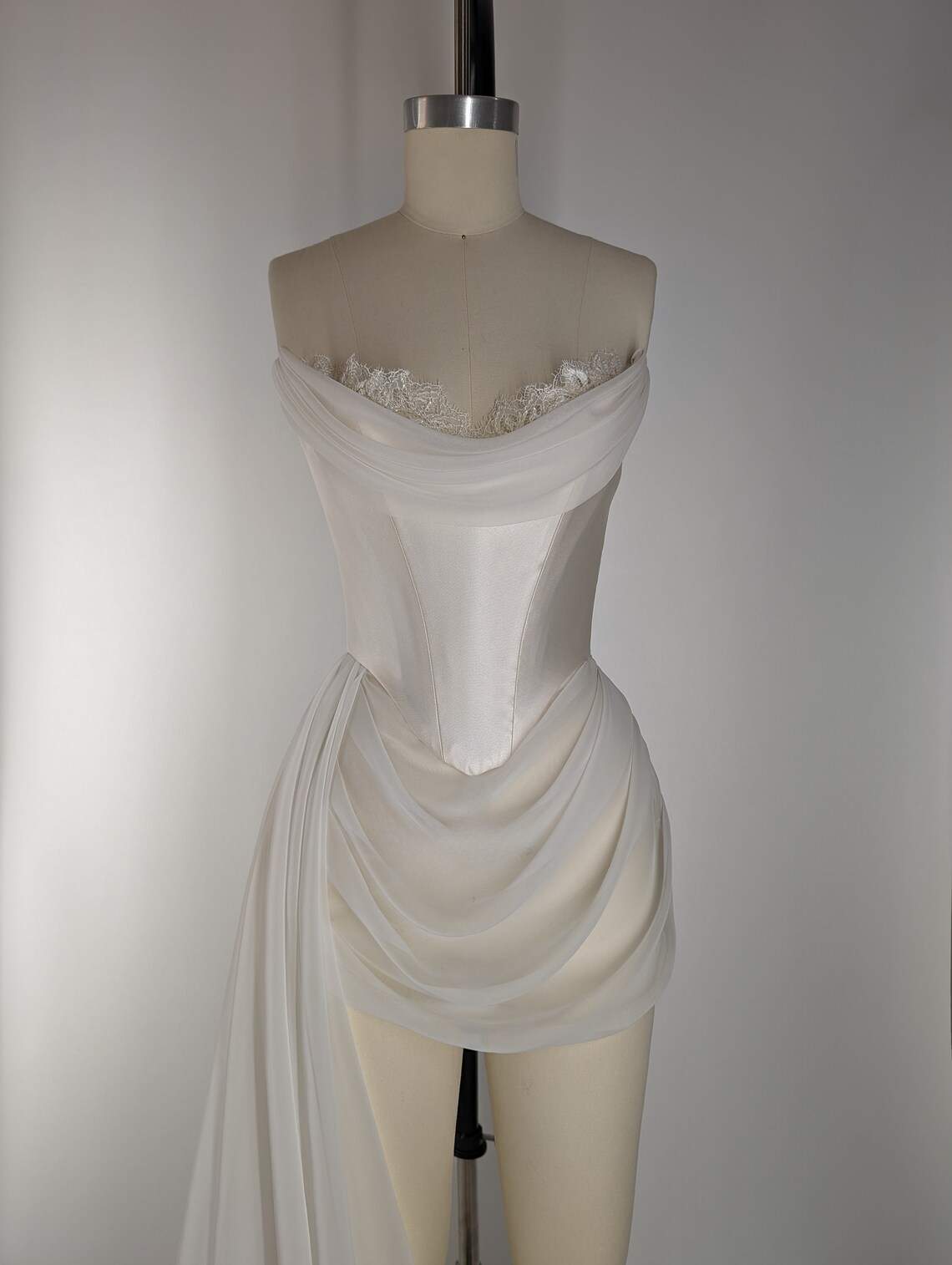ANETTE | Pre-order off White Basque Waist Corset Embroidered Beaded ...