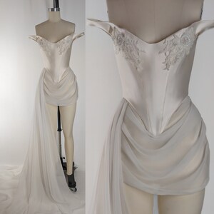 KATHERINE | Pre-order off White Basque Waist off Shoulder Sleeve Corset ...