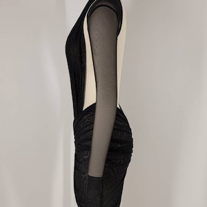 Pre-order Custom Black Sheer Mesh Backless Deep V Long Sleeves Toga ...