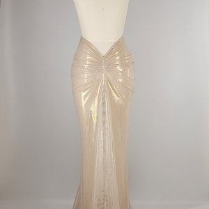 PRE-ORDER Custom Gold Champagne Metallic Sheer Stretch Mesh Halter Toga ...