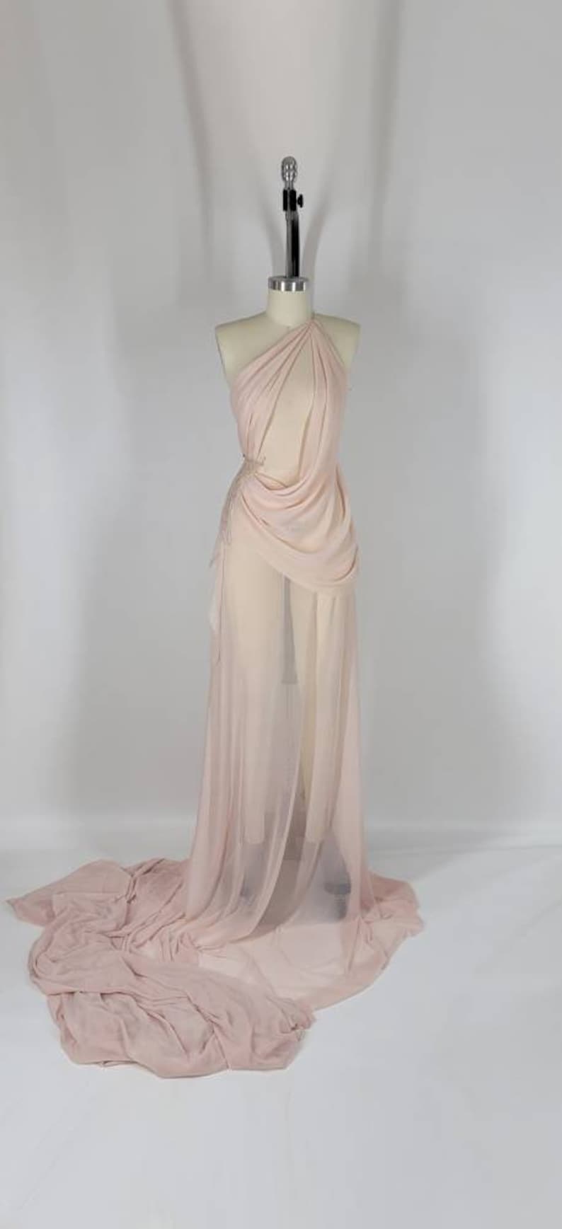 PRE-ORDER Handmade Draped Blush Pink Chiffon Sheer Mesh High - Etsy