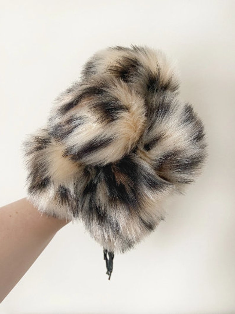 Animal Print Faux Fur Pompom || Luxury CHEETAH BEIGE || Handmade Vegan ...