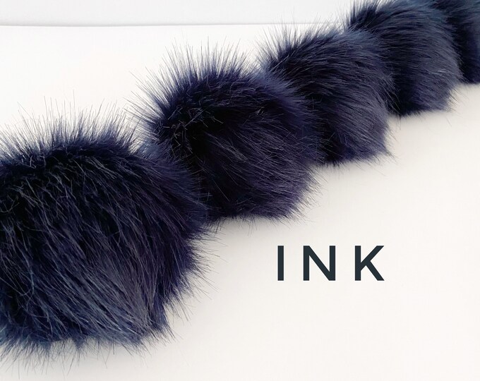 Blue Faux Fur Pompom || Super Luxury INK Pompom || Handmade Vegan ...
