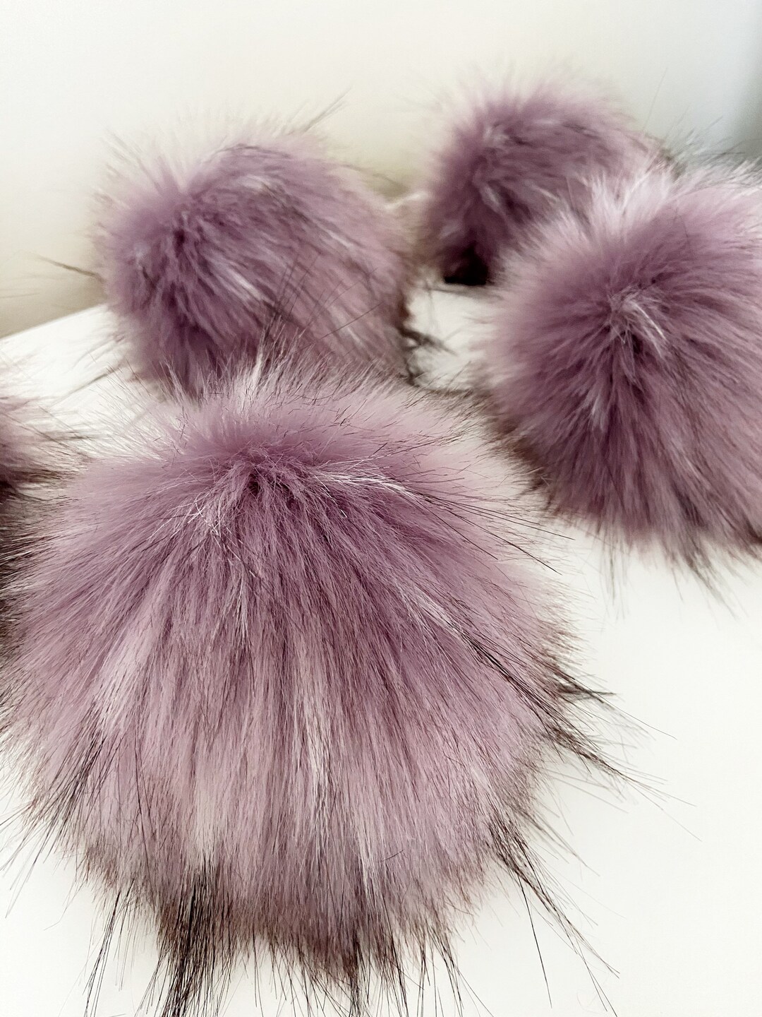 Purple Faux Fur Pompom Super Luxury MAUVE Pom handmade Vegan Pompoms ...