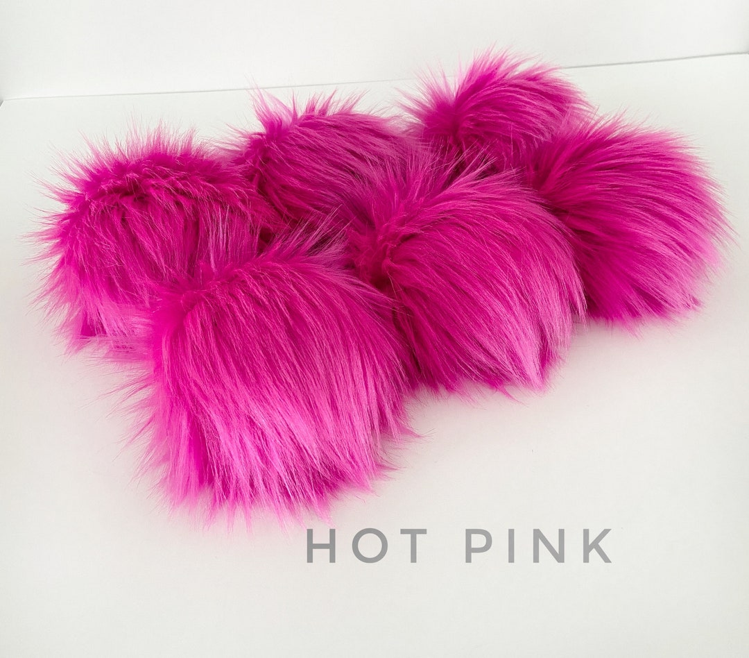 Pink Faux Fur Pompom || Luxury HOT PINK Pom || Handmade Crafts Supply ...