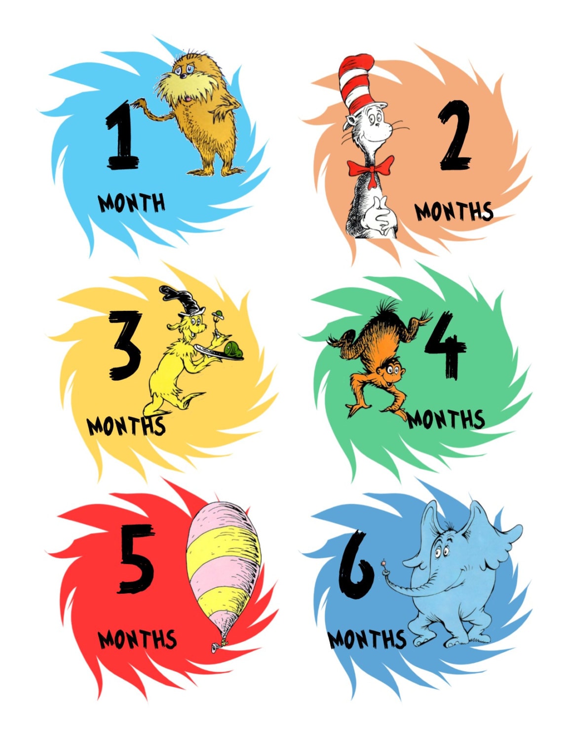 Printable Monthly Iron on Transfer~ Dr. Seuss Collection~instant ...