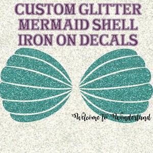 DIY Ariel Mermaid Sea Shell Bra Decal, Iron on Glitter Seashell Bra ...