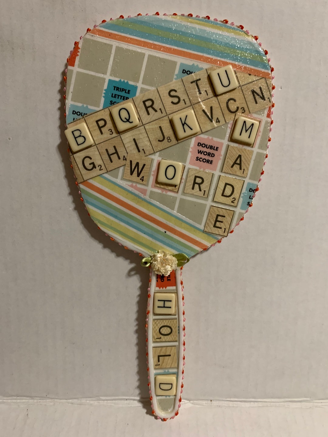 Hand Held Scrabble Inspired Mirror. Embellished With Scrabble, Tiles ...