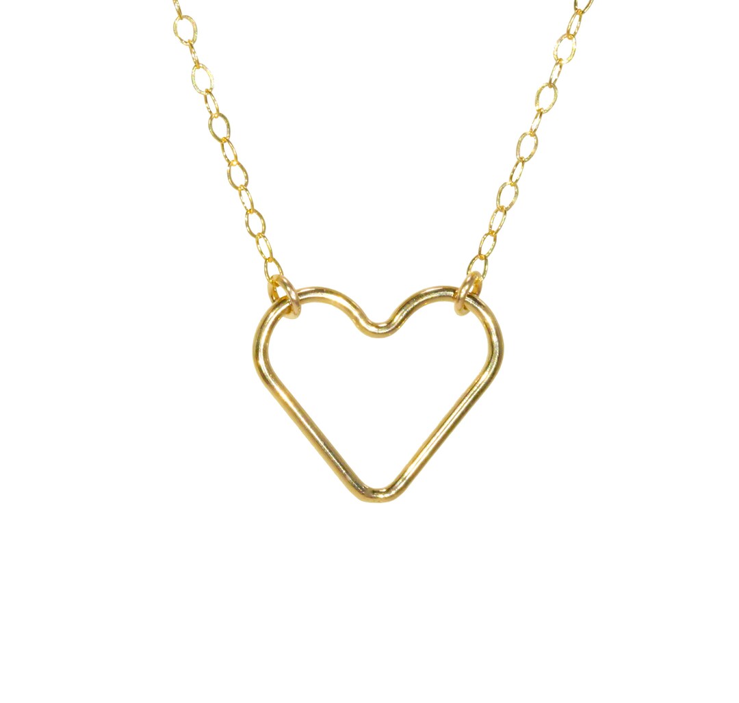 Dainty 14k Gold Filled Heart Outline Necklace - Etsy