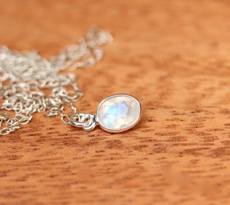 Silver Moonstone Necklace Tiny Moonstone Crystal Necklace - Etsy