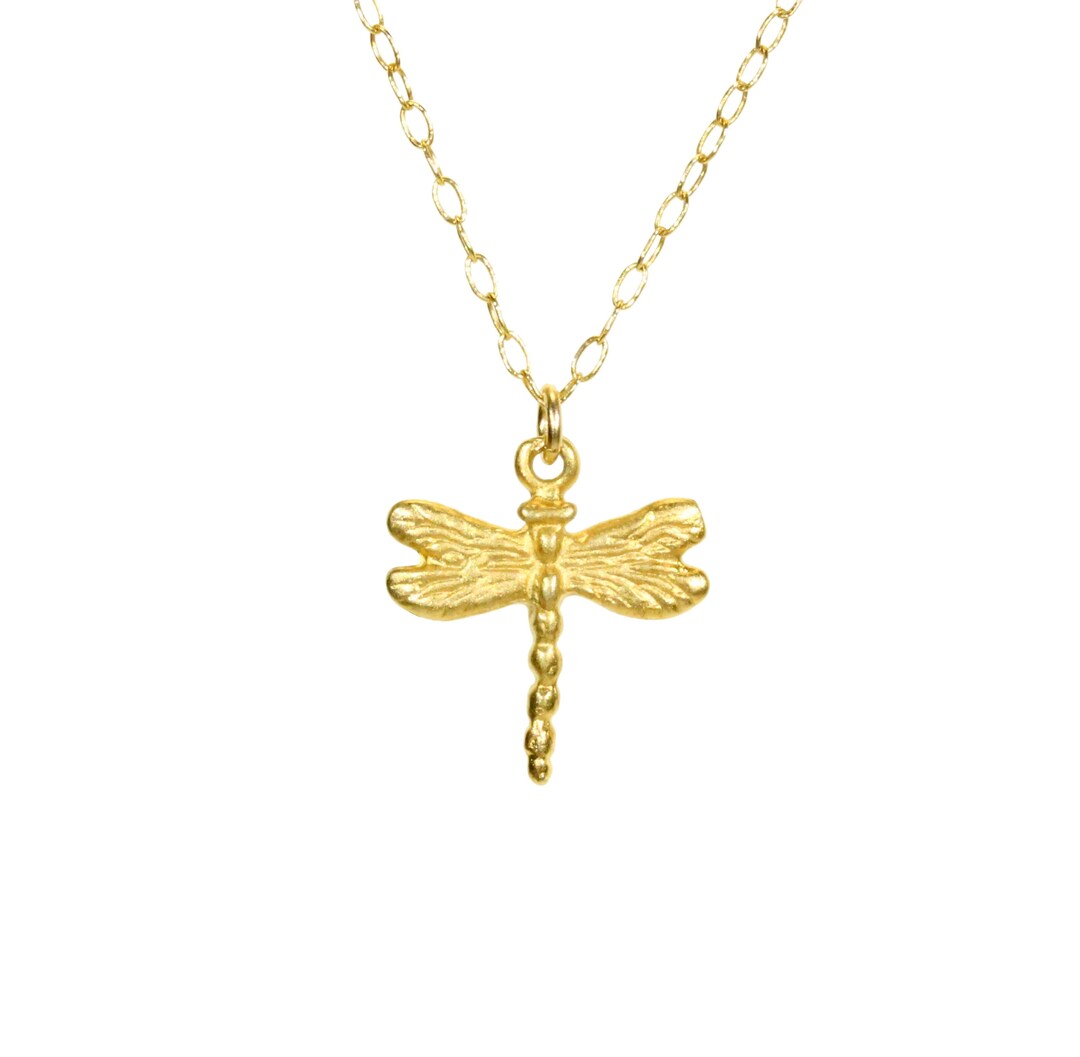 Dragonfly Necklace, Gold Dragonfly Pendant, Bug Necklace, Dainty Gold ...