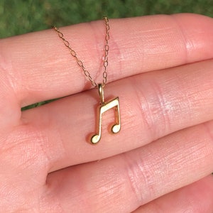 Gold Music Note Necklace, Eighth Note Necklace , Music Note Pendant ...