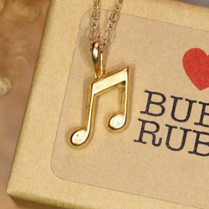 Gold Music Note Necklace, Eighth Note Necklace , Music Note Pendant ...