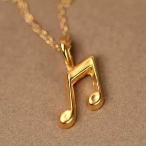 Gold Music Note Necklace - Music Note - Eighth Note Necklace - a 14k ...