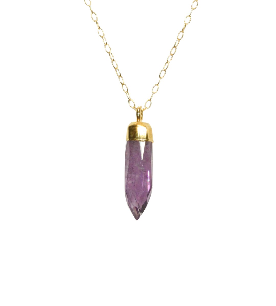 Amethyst Spike Necklace: Purple Crystal Point February Birthstone ...