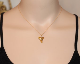 14k Gold Shark Tooth Pendant | Etsy