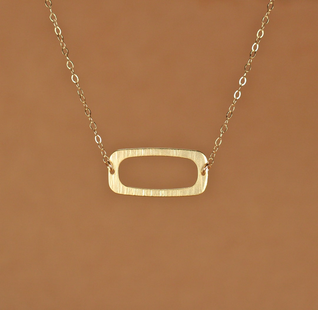 Gold Rectangle Necklace - Geometric Necklace - Simple - Everyday ...
